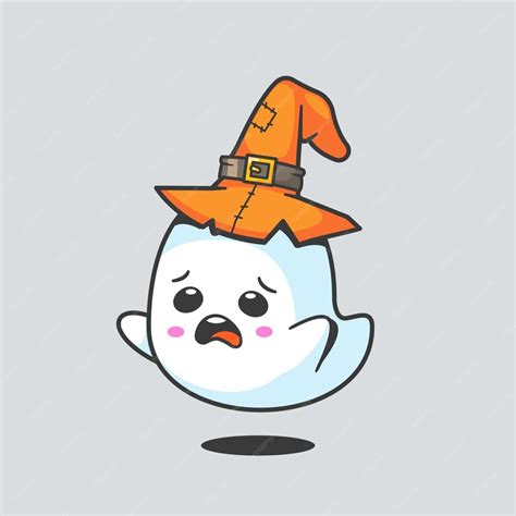 귀여운 무서운 유령 할로윈 만화 아이콘 프리미엄 벡터