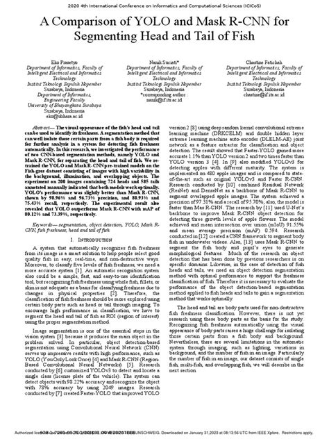 A Comparison Of Yolo And Mask R Cnn For Segmenting Head And Tail Of
