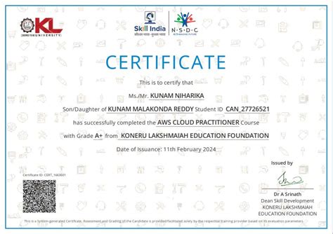 Niharika Kunam On Linkedin Aws Cloudpractitioner Nsdc Skillindia Kluniversity Techeducation