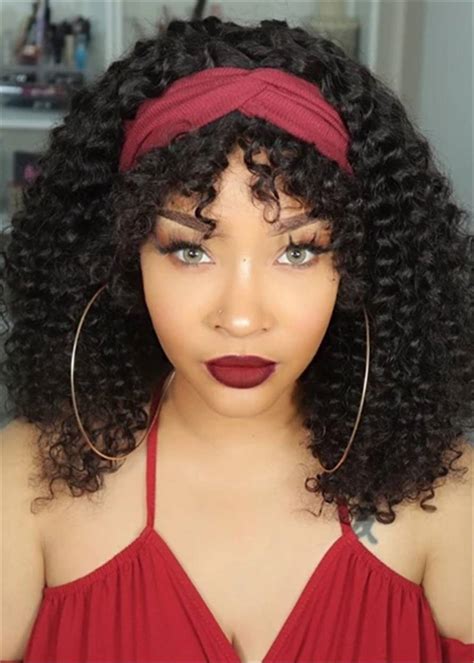 Long Curly Headband Wig Kinky Curly Human Hair Wigs With Band Shop