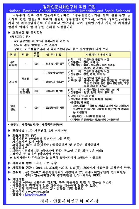 경제 인문사회연구회 직원 모집 채용 정보 소식·소통 경제ㆍ인문사회연구회