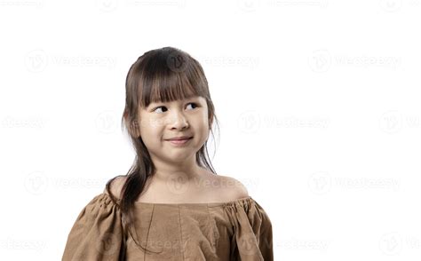Portrait Dune Jeune Fille Asiatique Heureuse Souriante Levant Les