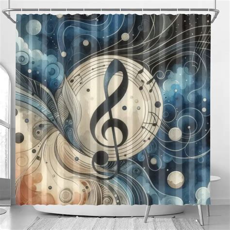 Billowing Blue Treble Clef Shower Curtain Etsy