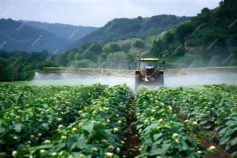 Premium Photo A Tractor Applying Pesticides And Fertilizers In A Soybean Field Concept
