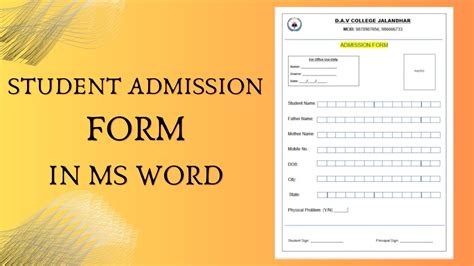 How To Create Admission Form In Ms Word