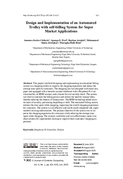 Pdf Design And Implementation Of An Automated Trolley With Self Billing System For Super
