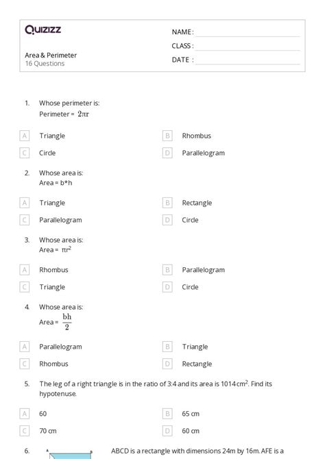 50 Perimeter Of A Rectangle Worksheets For 7th Class On Quizizz Free