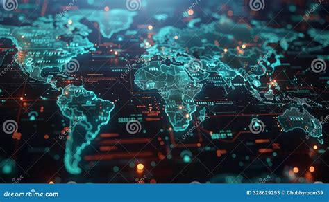 Exploring Global Security Concepts Through A World Map And Digital Locks To Emphasize