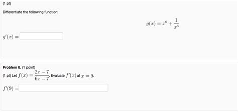 solved differentiate the following function g x x 6