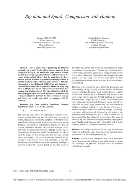 PDF Big Data And Spark Comparison With Hadoop