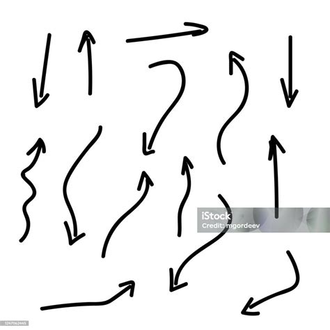 Ilustración De Conjunto De Arte Arrow Doodle Flecha Doodle Conjunto Negro Flecha Doodle Aislado