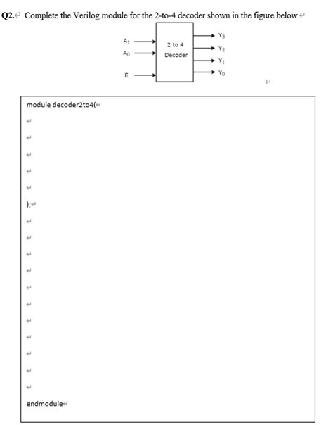 Solved Q2 Complete The Verilog Module For The 2 To 4