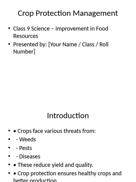 Crop Protection Management Overview Pdf