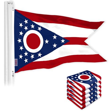 Ohio Oh State Flag 3x5ft 5 Pack 150d Printed Polyester By G128