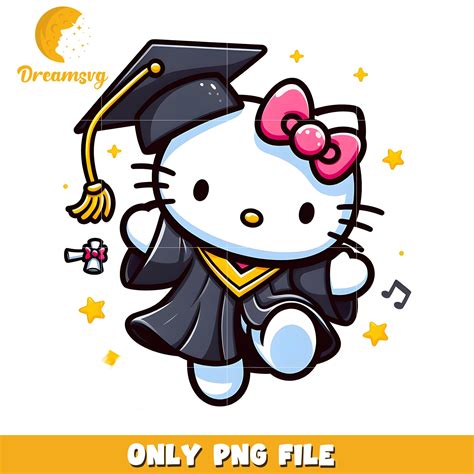 Cute Hello Kitty Graduation Png File For Celebratory Designs Dreamsvg
