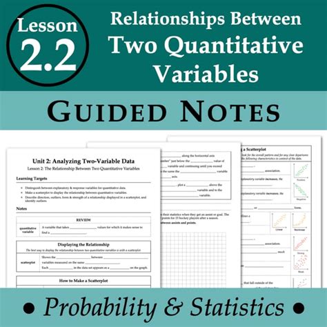 Relationships Between Two Quantitative Variables Probstat Lesson 22