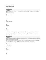 NETW Quiz Answers Docx NETW Final Question Pts TCO What Tool Is Used To Manage