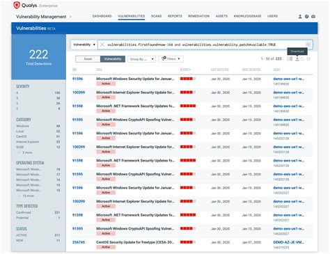 Actionable Searching And Data Download With Vulnerability Management Dashboards Qualys
