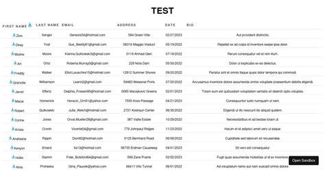React Collapsing Table Examples Codesandbox