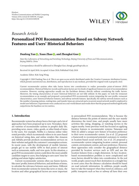 Pdf Personalized Poi Recommendation Based On Subway Network Features