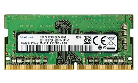 Оперативная память Samsung SODIMM DDR4 8Gb 1Rx8 2666Mhz PC4-2666V-SA1 ...