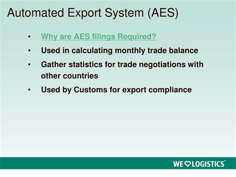 PPT MASS EXPORT CENTER Export Control Reform ECR Automated Export