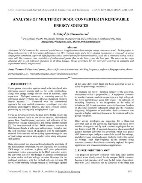 Analysis Of Multiport Dc Dc Converter In Renewable Energy Sources Pdf