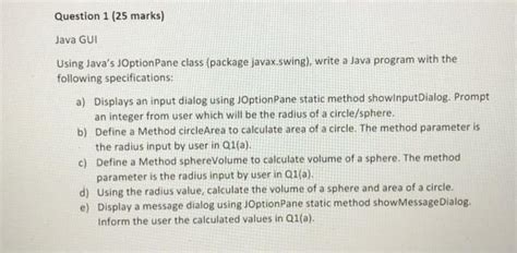 Solved Question 1 25 Marks Java Gui Using Javas