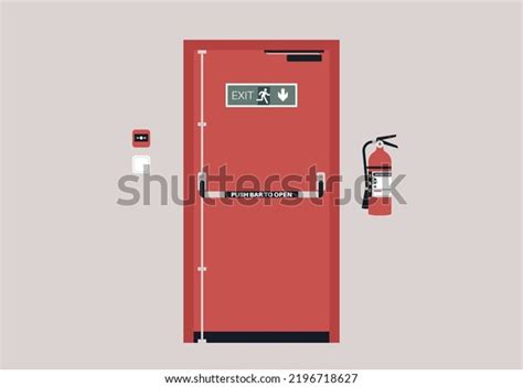 Emergency Exit Door Alarm Button Fire Stock Vector Royalty Free