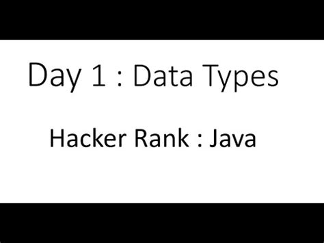 Day Data Types Hacker Rank Java YouTube