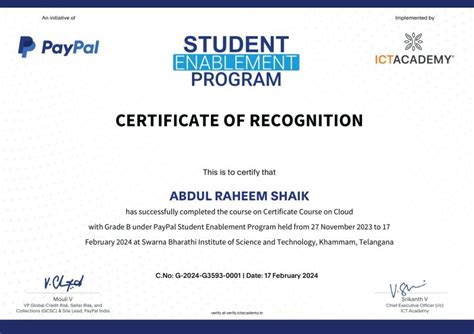 Shaik Abdul Raheem On Linkedin Futureready Cloudcomputing Paypal Ictacademy