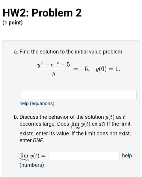 solved hw2 problem 2 1 point a find the solution to the