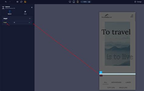 Disablemodify Spacer In Smartphone Screen Website Builder Sitejet Community