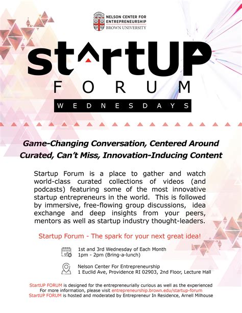 Startup Forum Nelson Center For Entrepreneurship