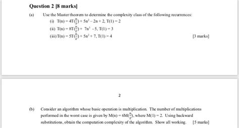 Solved A Use The Master Theorem To Determine The Complexity