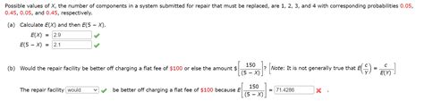 Solved Possible Values Of X The Number Of Components In A Chegg Com