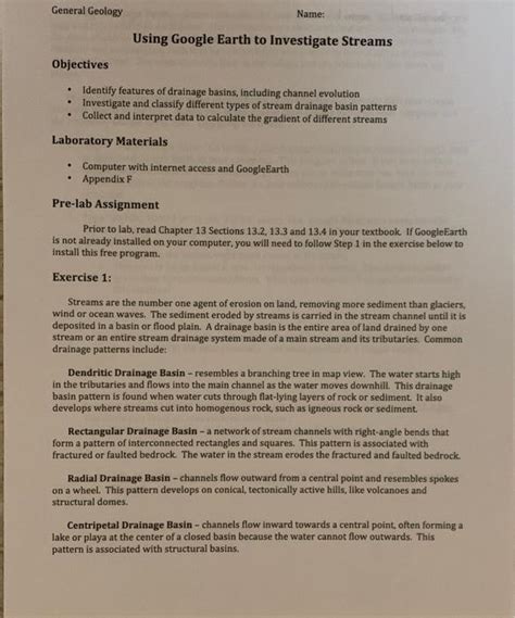 Solved General Geology Name Using Google Earth To Chegg