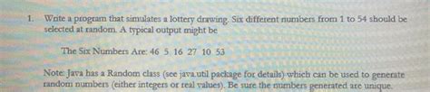 Solved 1 Write A Program That Simulates A Lottery Drawing