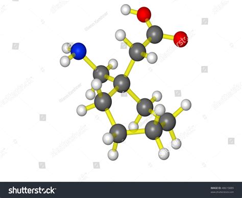 Ball Stick Molecular Model Gabapentin Stock Illustration 48615889