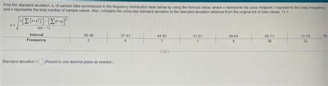 Solved Find The Standard Deviation S Of Sample Dala