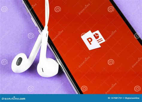 Microsoft Office Powerpoint Application Icon On Apple IPhone X Screen Close Up PowerPoint App