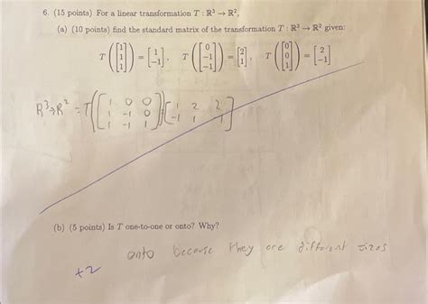 solved 6 15 points for a linear transformation t r3→r2
