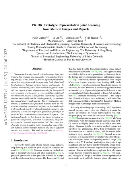 Pdf Prior Prototype Representation Joint Learning From Medical Images And Reports