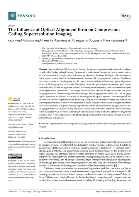Pdf The Influence Of Optical Alignment Error On Compression Coding Superresolution Imaging