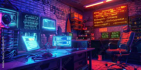 Underground Hacker Hideout Displaying A Hidden Base Where Hackers Gather To Plan Cybercrimes