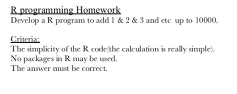 Solved R Programming Homework Develop A R Program To Add 1 And
