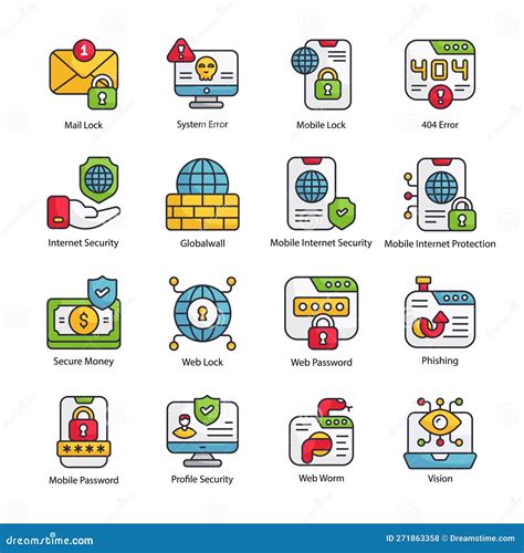 Internet Security Vector Fill Outline Icon Design Illustration