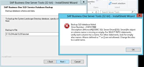 Sap Business One Sld Service Database Backup Error Sap Community