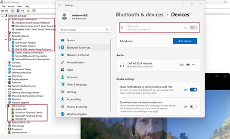 bluetooth device shows yellow bang in device manager if turning the
