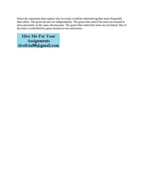 select the statements that explain why two traits would be inherited t pdf